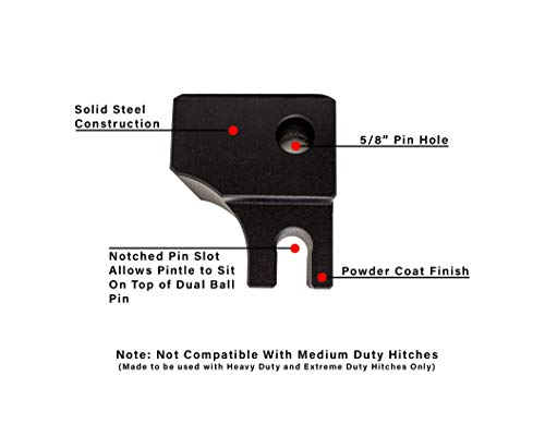 Bulletproof Hitches Trailer Hitch Pintle Attachment Rated to 36,000lbs (Solid Steel, Black Textured Powder Coat)
