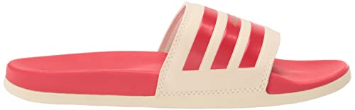 adidas Unisex Adilette Slides Sandal, Wonder White/Vivid Red/Gold Metallic, 13 US Women
