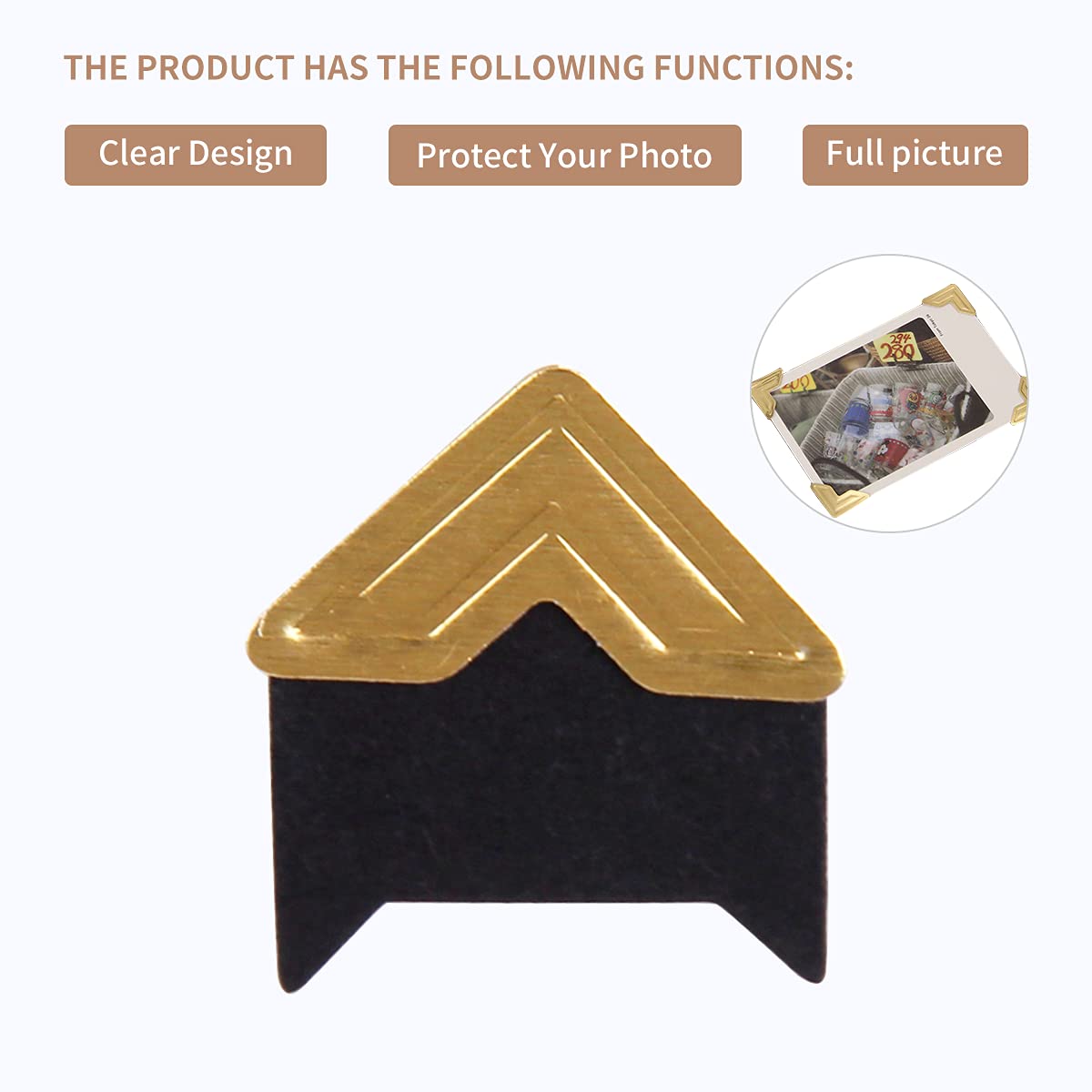 GOONAVI 15 Sheets 360 Pcs Photo Corners Mounting Self Adhesive for DIY Photo Album Journal Gold On Black