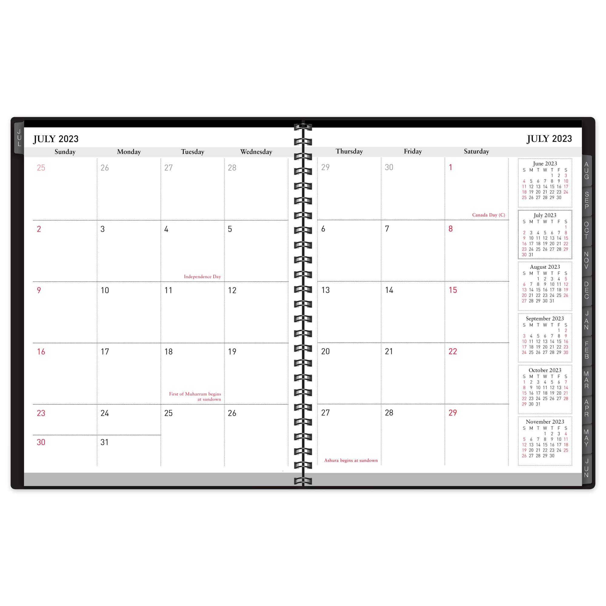 2023-2024 Office Depot® Brand 14-Month Weekly/Monthly Academic Planner, Vertical Format, 7-1/2" x 9", 30% Recycled, Black, July 2023 to August 2024
