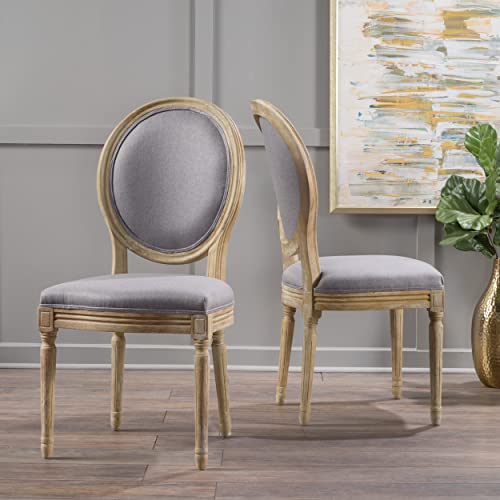 Christopher Knight Home Phinnaeus Fabric Dining Chairs, 2-Pcs Set, Light Grey