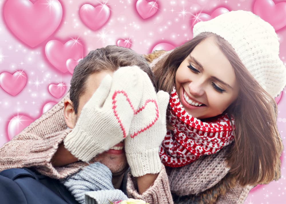 7x5ft Early 2000s Theme Pink Photography Background Pink Hearts Romantic Valentines Day Backdrop
