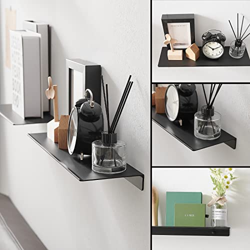 JOOM Floating Shelves, Storage Shelves, Bathroom Shelves, Wall Mounted, Aluminum (12 Inch, Black)