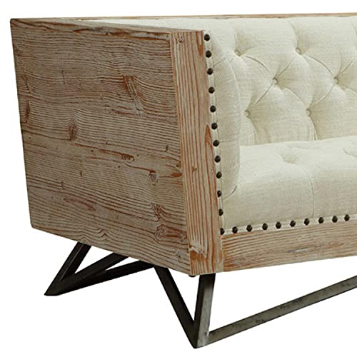 Armen Living Regis Sofa in Cream and Gunmetal Finish