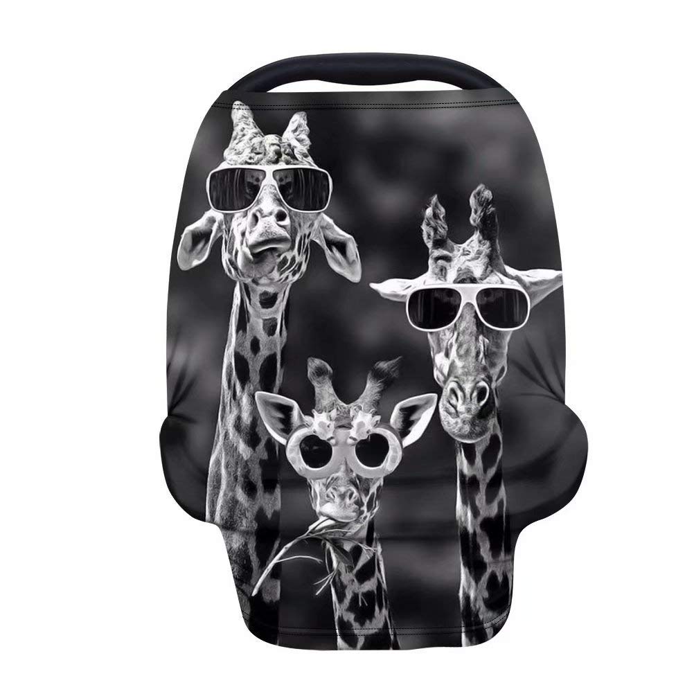 GOSTONG Funny Giraffe Family Streathy Nursing Cover for Breastfeeding,Baby Car Seat Cover,Infant Carseat Canopy Covers, Breastfeeding Cover Scarf, Multi-Use Stroller/High Chair Cover, Baby Shower