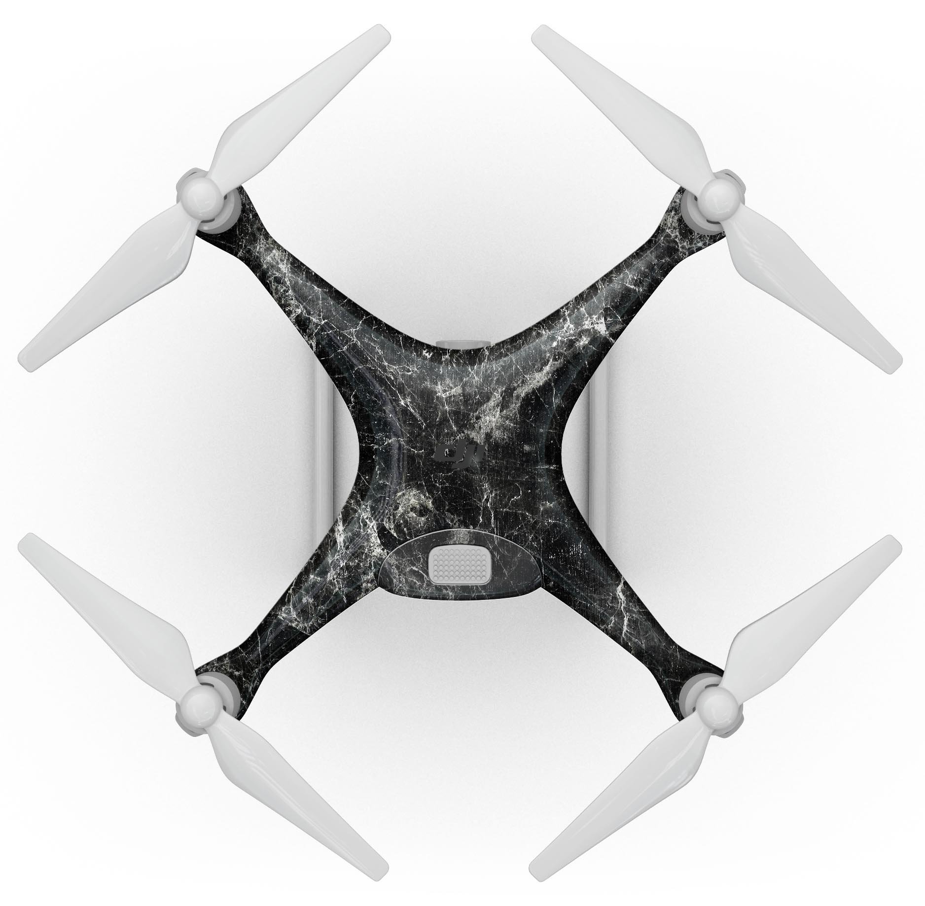 Design Skinz Design Skinz Black Scratched Marble Full-Body Wrap Decal Skin-Kit Compatible with The Drone DJI Phantom 4