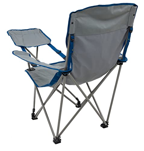 ALPS Mountaineering Escape Lounge Camping Chairs for Adults with Footrest and Adjustable Armrests, Sturdy Steel Frame, Compact Foldable Design, and Carry Bag, Gray/Blue - New