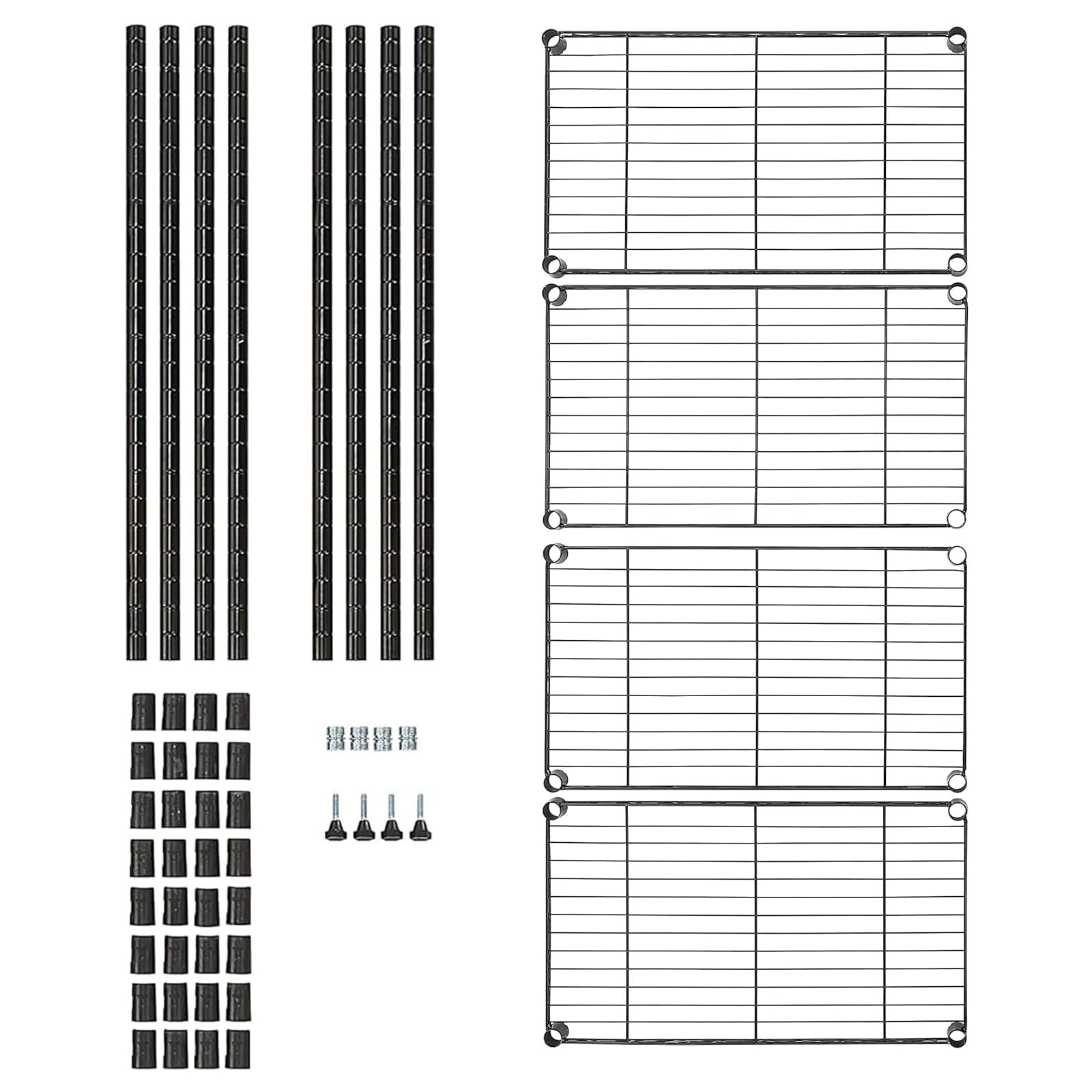 4-Shelf Adjustable,Standing Storage Shelf Units,(200 Pound Loading Capacity per Shelf) Steel Organizer Wire Rack for Laundry Bathroom Kitchen Pantry Warehouse Basement,13.4"D x 23.2"W x 48"H, Black