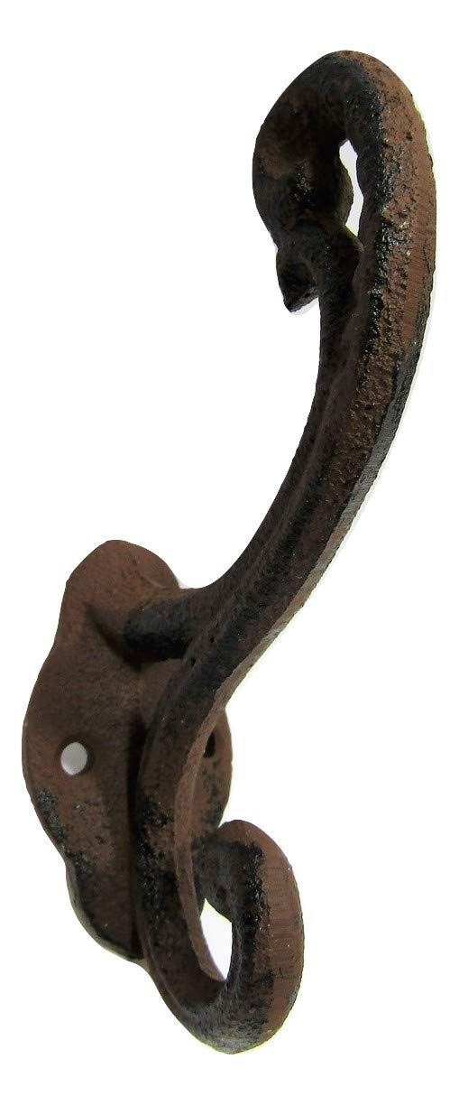 Cast Iron Coat Hat Hooks 3 Inch Set of 6 Double hook Rustic Antique Style