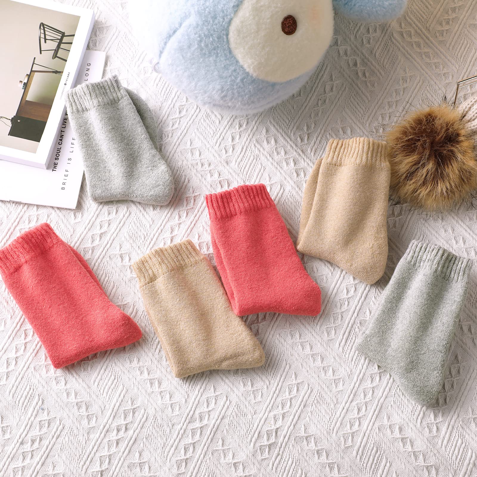 3 Pairs Wool Socks - Wool Socks for Women Men Thick Warm Socks Boot Socks Hiking Calf Socks Soft Winter Socks Long Cozy Socks