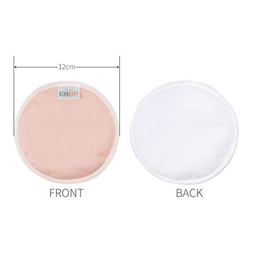 ALVABABY Suede Cloth Nursing Pads Washable Organic Breastfeeding for Mothers Suede Cloth Flat Bottom Soft Absorbent 4.72 Inch 14 Pieces of Multicolor Breast Pads 14RDS