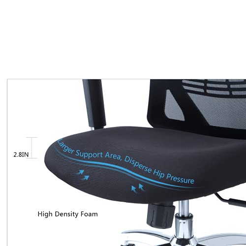 Ticova Ergonomic Office Chair - High Back Desk Chair with Adjustable Lumbar Support & 3D Metal Armrest - 130°Reclining & Rocking Mesh Computer Chair with Thick Seat Cushion & Rotatable Headrest