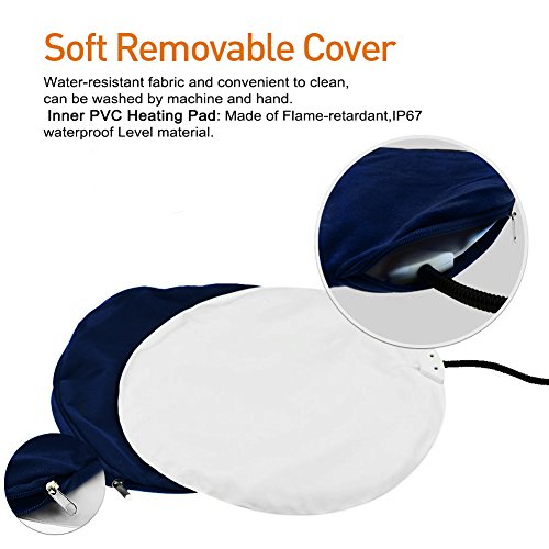 Cat Heating Pad,self Heating cat pad with Safe Indoor use Adjustable Warming Mat, Heated Dog pad with Chew Resistant Cord and Removable Cover for Cats and Small Dogs (Round, Blue) …