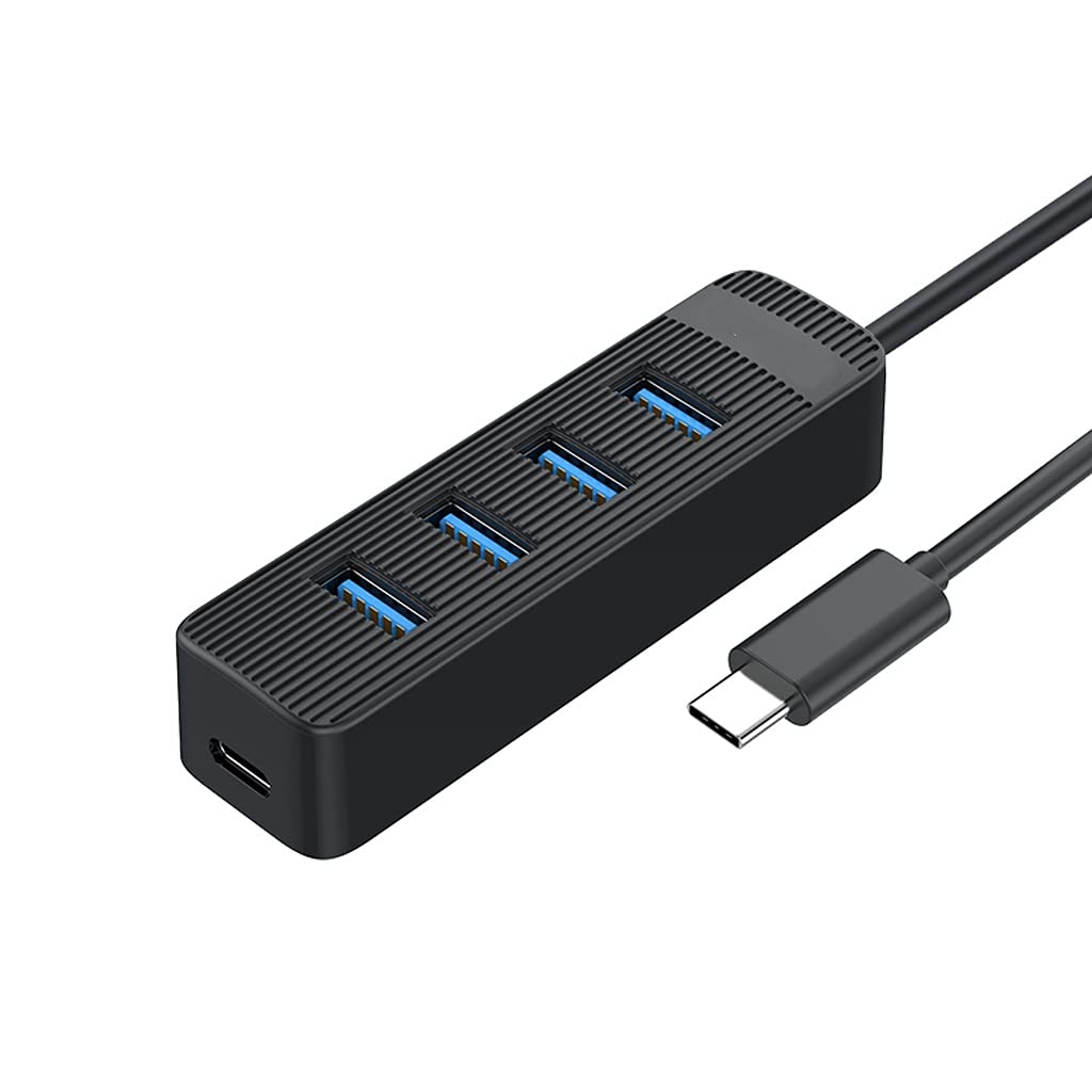 GPPZM 4 Port USB 3.0 HUB with Type C Power Supply Port for PC Laptop Computer Accessories ABS USB Splitter USB3.0 OTG Adapter (Color : Black)