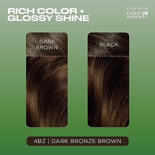 Clairol Natural Instincts Demi-Permanent Hair Dye, 4BZ Dark Bronze Brown Hair Color, Pack of 1