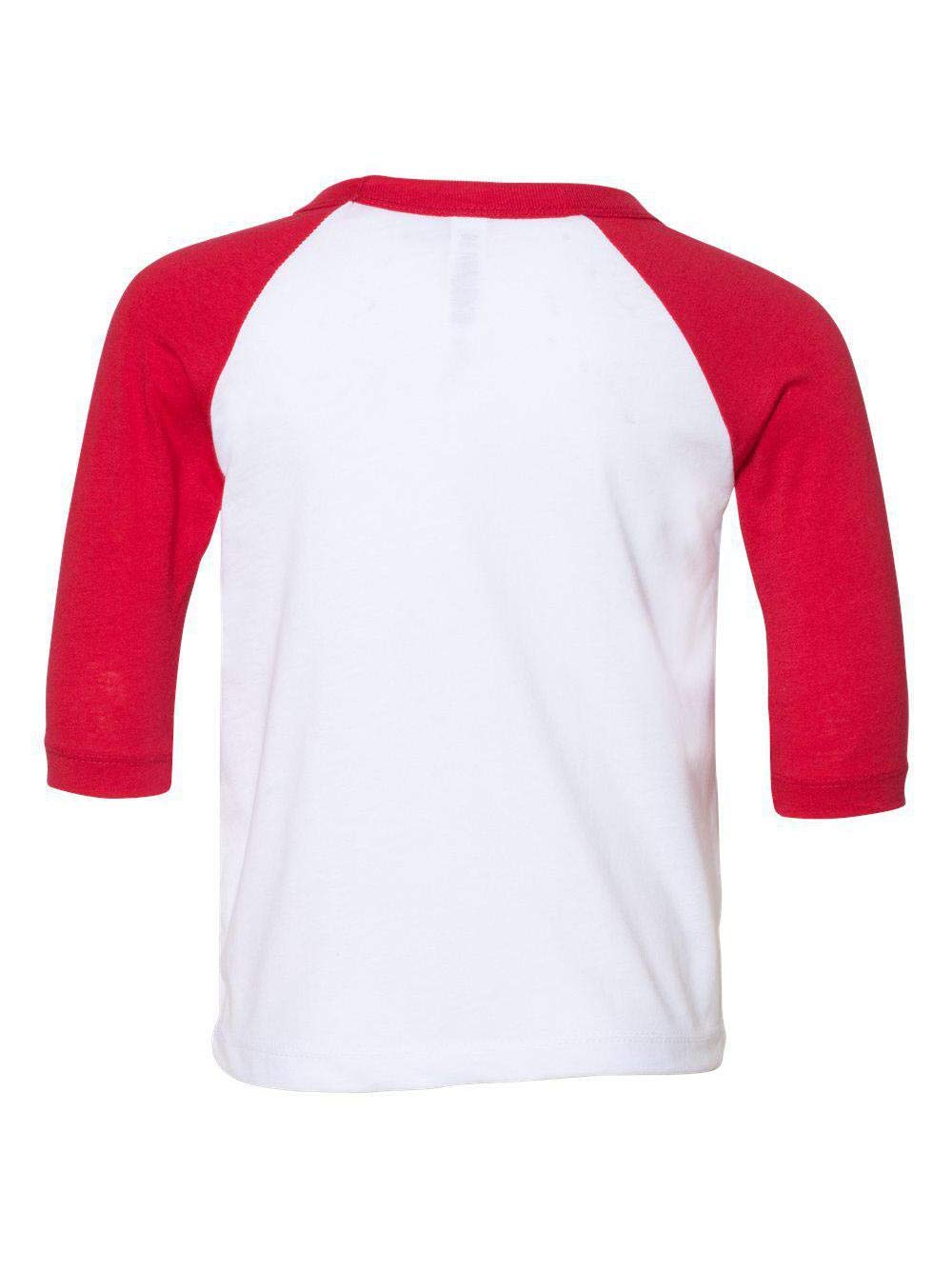 Bella Canvas Toddler Side Seamed Baseball T-Shirt, 2T, White/Red