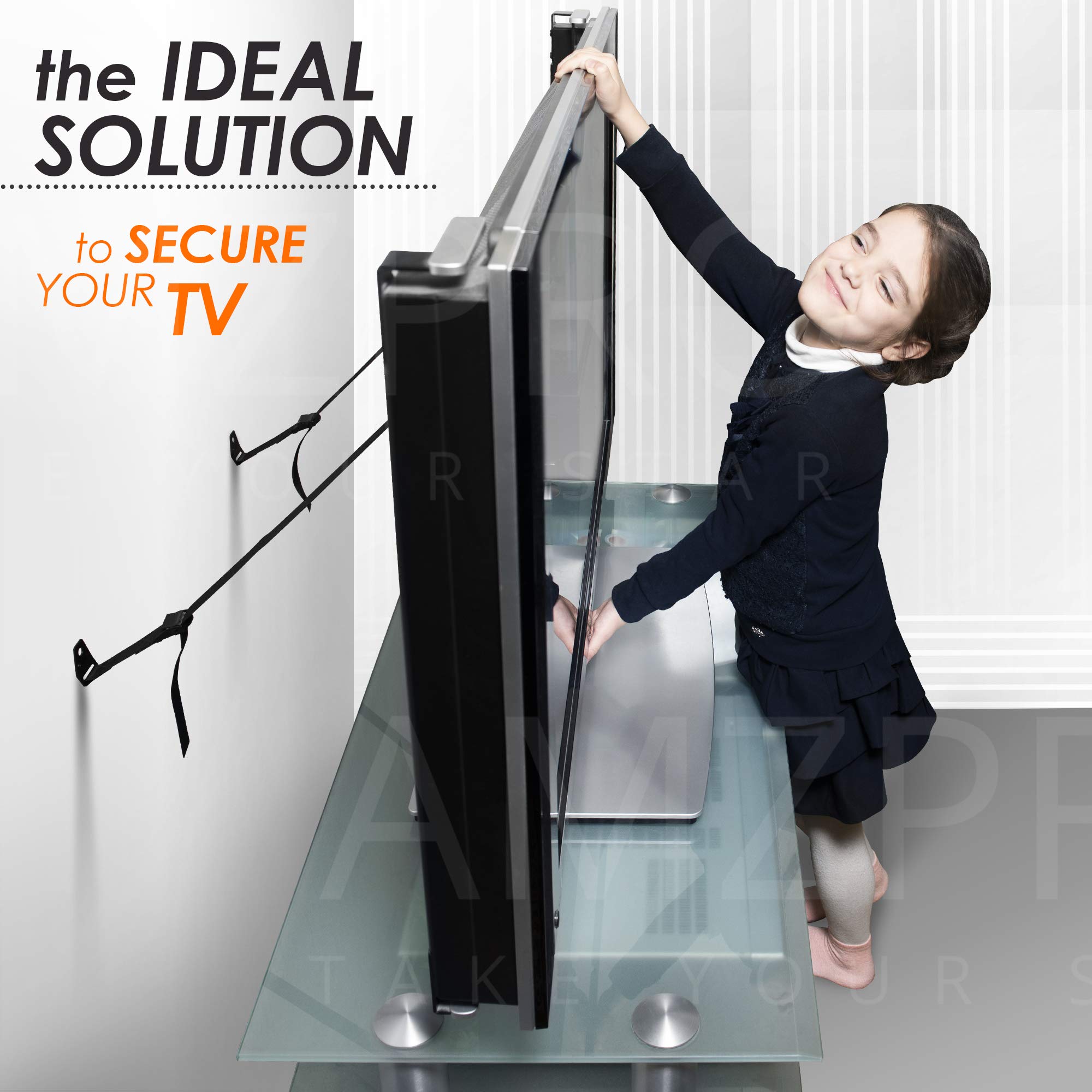 Safety Straps - Anti-Tip Strap - Baby TV Strap - TV Anchor Straps - Secure Strap - TV Earthquake Strap - TV 4 Straps - TV Tether Strap - TV Tip Strap