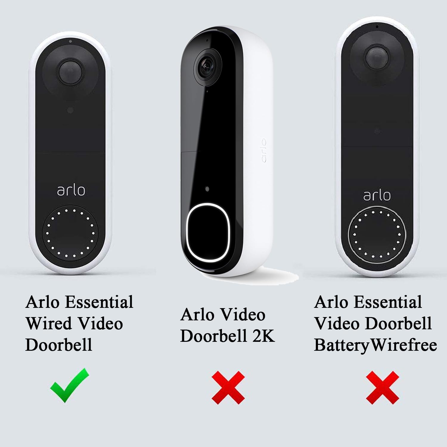 Silicone Skin Case Cover Sun Glare, UV & Weather Rain Protection Skins Cover Compatible with Arlo Essential Video Doorbell Wired - Black (1 Pack)