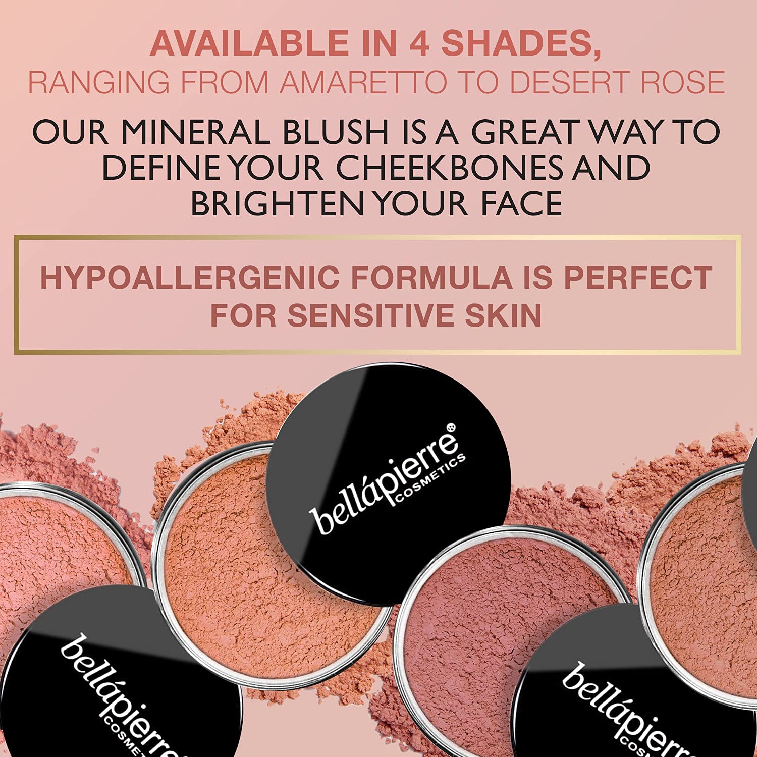 bellapierre Mineral Blush | Warm Dewy Complexion | Non-Toxic & Paraben Free | Hypoallergenic | Loose Powder - 0.3-Ounce β Desert Rose