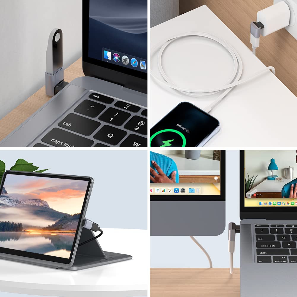 90 Degree USB to USB C Adapter 2 Pack,yootech Up & Down Angled USB-C to USB Adapter,Thunderbolt 4/3 to USB Female Adapter Converter for MacBook Pro 2021,MacBook Air 2020,iMac, Dell XPS,Galaxy Book etc