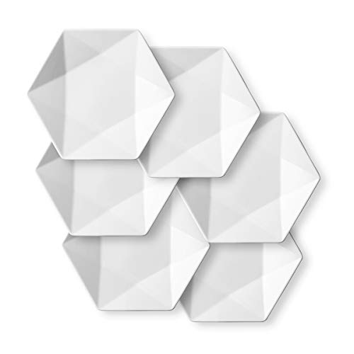 Delling Appetizer Plates Set - Ceramic 7 inch White Dessert Plates/Serving Plates/Salad Plate- Dinnerware Dishes Set for Snacks, Pasta, Side Dishes -Serving Plates Set of 6