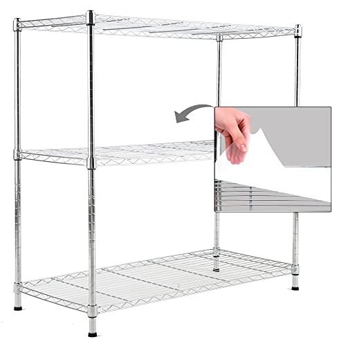 Catalina Creations EFINE 3-Shelf Chrome Shelving Unit with 3-Shelf Liners, Adjustable Rack, Steel Wire Shelves Storage for Kitchen and Garage (36W x 16D x 36H)