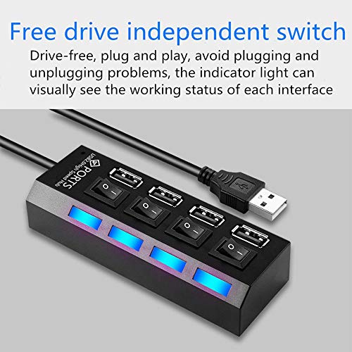 Lysee USB Cables - USB Hub 2.0 Multi USB 2.0 Hub High Speed LED 4 / 7 Ports USB Splitter for PC Computer Accessories Laptop with ON/of - (Color: Red, Length: SATNGARD)