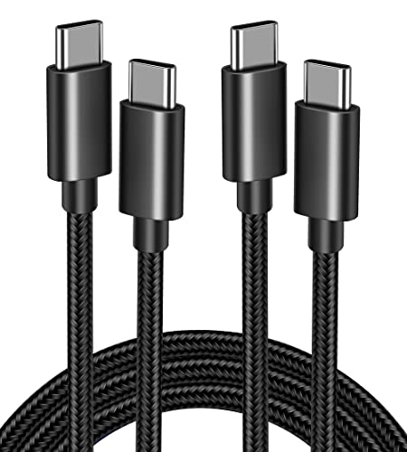 UDATON USB C to USB C Cable, USB C Cable, 60W Fast Charging Cable 2 Pack 6FT, Durable Long Nylon Braided Lightning Android Charger Cable Compatible with Samsung S21 S20, MacBook, iPad, Switch, Black