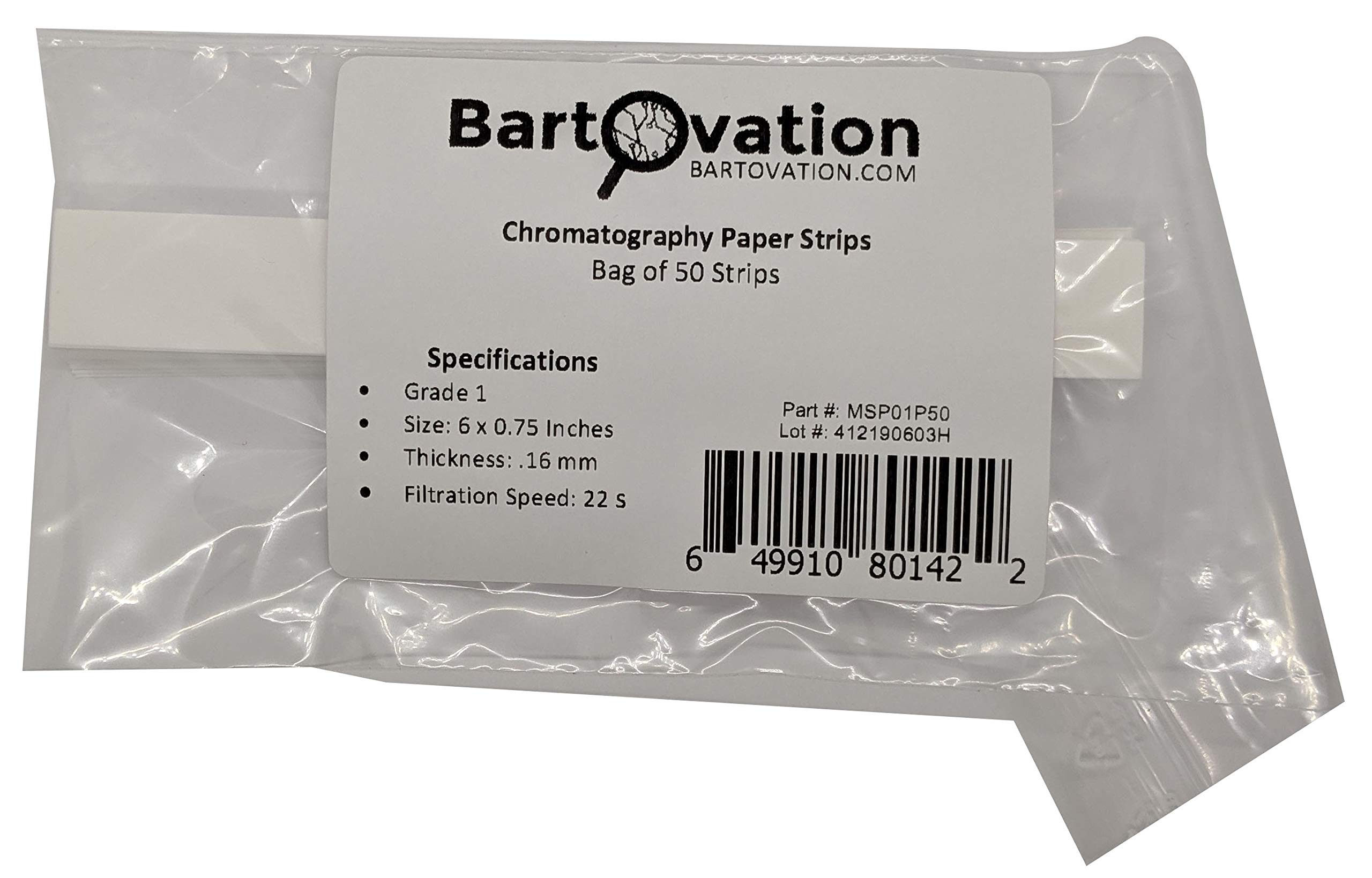 Grade 1 Chromatography Paper 6 x 0.75 Inches for Laboratories, School, Pigment Separation and Experiments [Bag of 50 Strips]