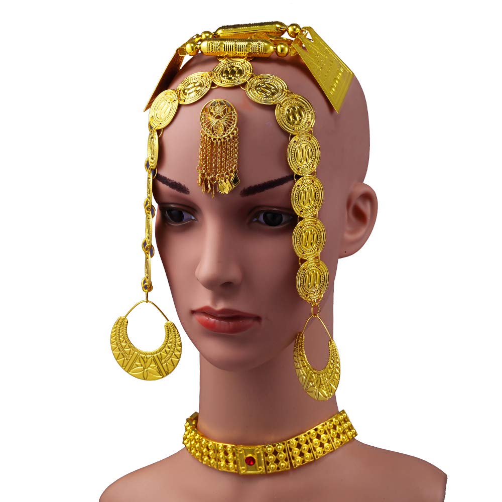 2019 Latest Gold Color Red Stone Women Eritrean Traditional Wedding Jewelry Sets