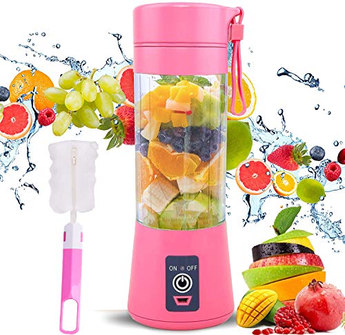 Portable Personal Blender, Household Juicer fruit shake Mixer -Six Blades, BPA Free 380ml Baby cooking machine with USB Charger