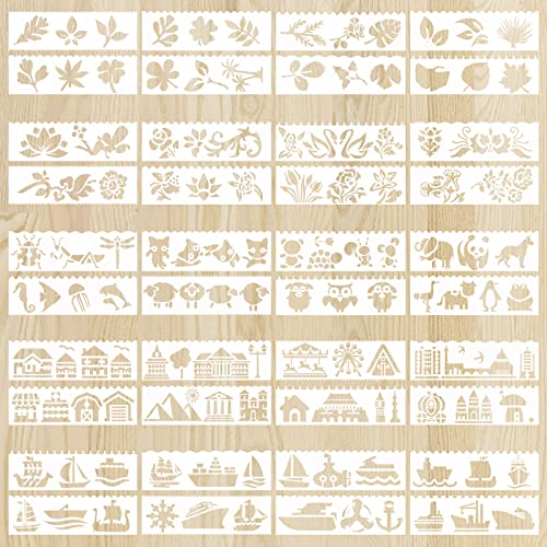 16PC Landscape Painting Stencils, A4 Landscape Journal Stencil, Children Silhouette Stencil Reusable for DIY Card, Window, Wood