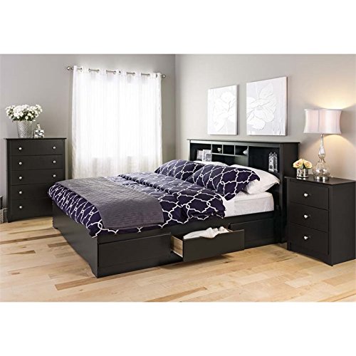 Home Square Contemporary 3 Piece Bedroom Set with Bedroom Dresser and 2 Piece 3-Drawer Nightstand in Black