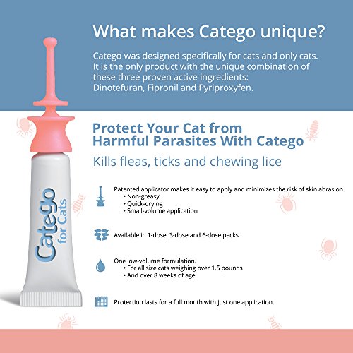 Catego Flea and Tick Control for Cats (6 doses) Over 1.5 lbs, 8 Weeks or Older