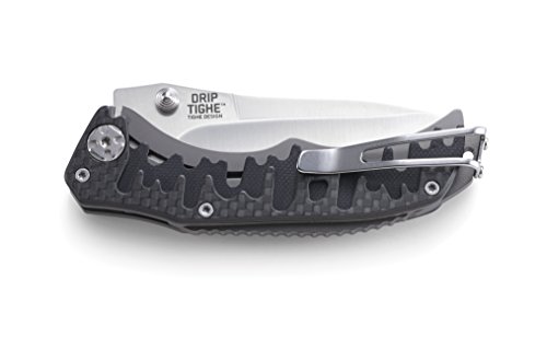 CRKT Drip Tighe EDC Folding Pocket Knife: Assisted Opening Everyday Carry, Satin Blade, Thumb Stud, Liner Lock, G10 Handle with Carbon Fiber Overlays, Pocket Clip 1190