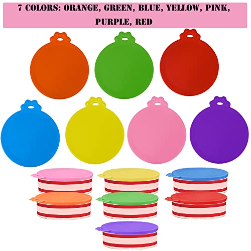 AQSXO 7 Pcs Food Can Lids Pet Can Covers, Silicone Small Pet Food Can Lids Covers for 3 oz 2.5 oz Cat Food Cans.