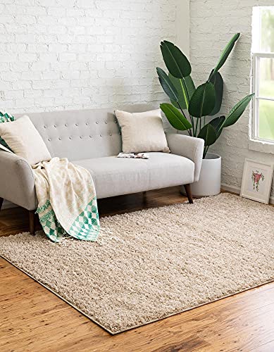 Rugs.com Everyday Shag Rug – Taupe Shag Rug Perfect for Bedrooms,Dining Rooms,Living Rooms and More,Beige,7'x10'