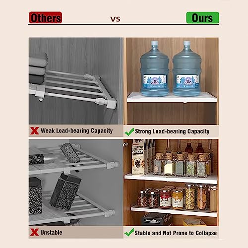 Adjustable Closet Storage Shelves with Seamless Sticker, Expandable Wardrobe Shelves Organizer System for Kitchen, Cupboard, Wardrobe, Under Sink and Bathroom, Easy Installation (Small, 1Pack)