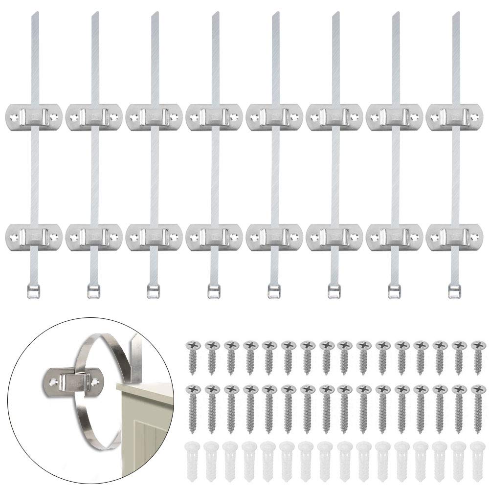 ManLee Metal Furniture Straps for Baby Proofing Anti Tip Furniture Kit Strap Furniture to Wall Cabinet Wall Anchors Adjustable Wall Straps Protect Toddler and Pet from Falling Furniture