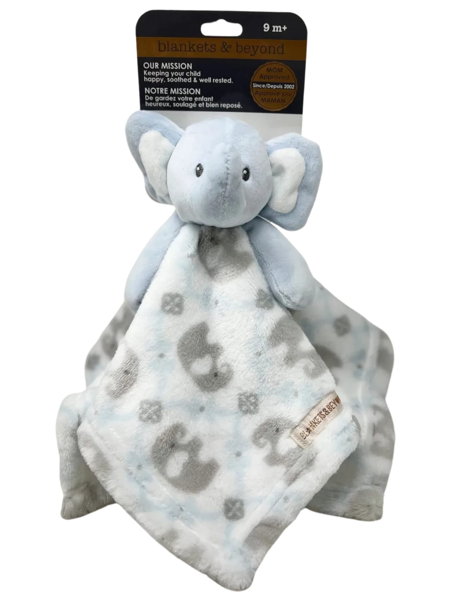 Blankets and Beyond Blue Elephant Nunu Lovey soft plush owl design security blanket