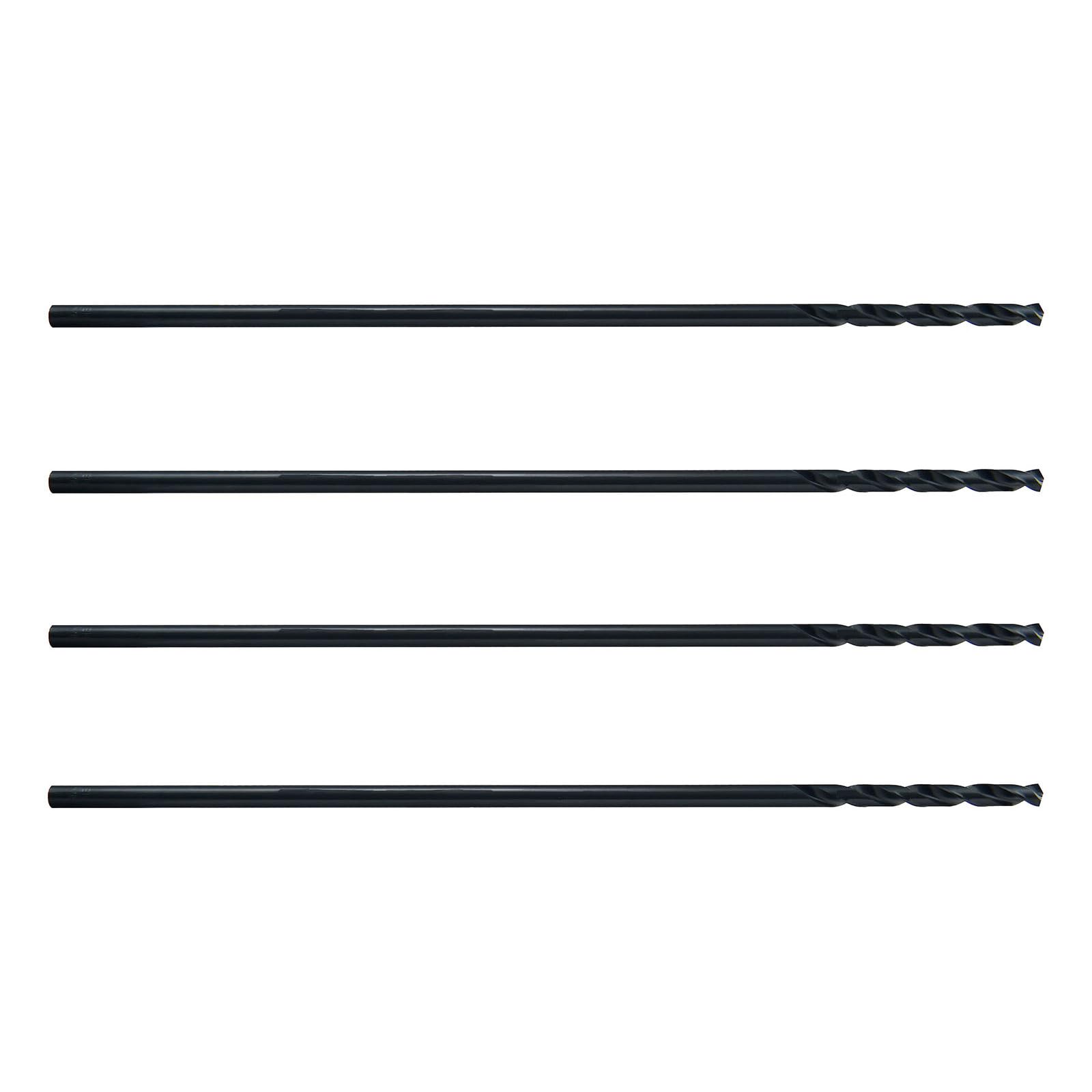 MAXTOOL 5/32"x12" 4pcs Identical Aircraft Extension Drills HSS M2 Extra Long Deep Twist Drill Bits Straight Shank Fully Ground Black; ACF02B12R10P4