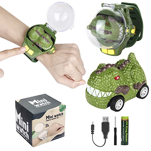 2023 Remote Control Car Watch Toys with LED Light,2.4 GHz Mini Racing Cars Wrist Toy for Kids Adults,RC Small Car Interactive Outdoor Game Christmas Easter Birthday Gifts,Dinosaur