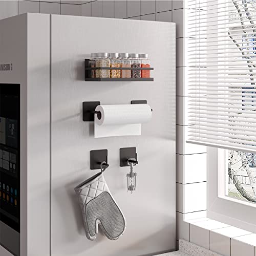 Adjustable Length Magnetic Paper Towel Holder,Magnetic Paper Towel Holder for Refrigerator, Design for Most of The US Paper Towels (Blcak)