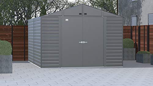 Arrow Shed Select 10' x 14' Outdoor Lockable Steel Storage Shed Building, Charcoal & Floor Frame Kit for Arrow Classic and Select Storage Sheds, Extra Large Sheds