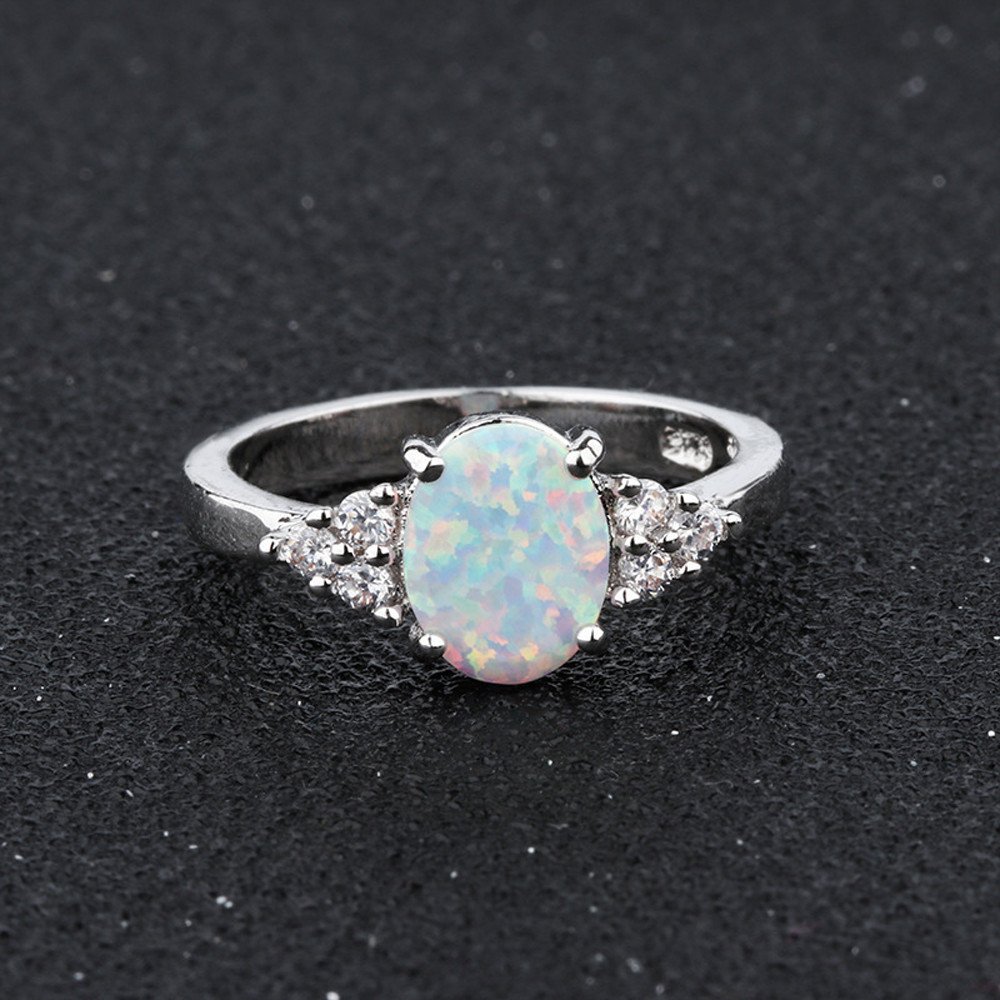 2022 Opal Ring Round Opal White Stone Hand Jewelry Fashion Jewelry Ring
