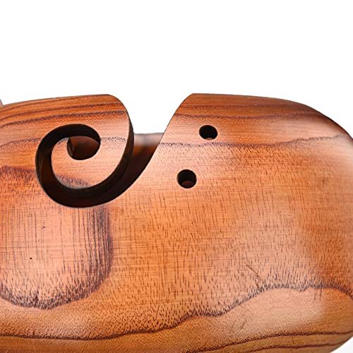 Knitting Bowl, Wood Yarn Bowl Yarn Holder for Knitting for Knitting and Crochet (5.7" x 3.3",with lid)
