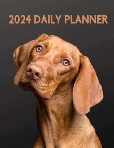 2024 Daily Planner: One Page per Day 8.5 x 11 Large | 12 Month Organizer | Agenda for 365 Days | Jan 2024 - Dec 2024 | Dog Cover
