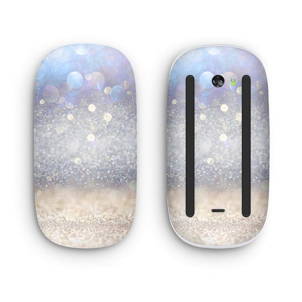 Design Skinz Light Blue and Tan Unfocused Orbs of Light Vinyl Decal Compatible with The Apple Magic Mouse 2 (Wireless, Rechargable) with Multi-Touch Surface