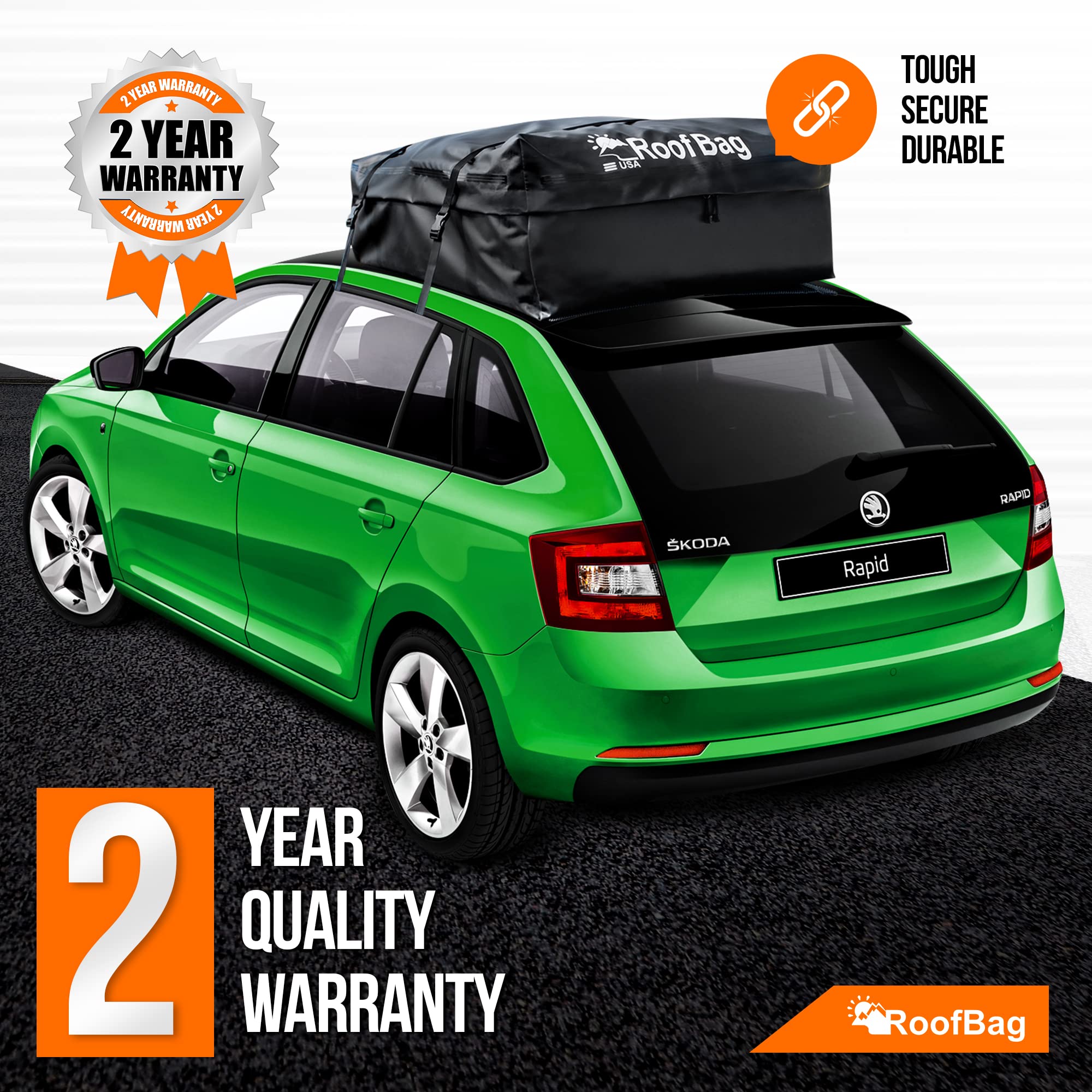 17 Cubic Waterproof RoofBag Car Rooftop Cargo with Strong Straps + Storage Bag + 3 Duffle Bags