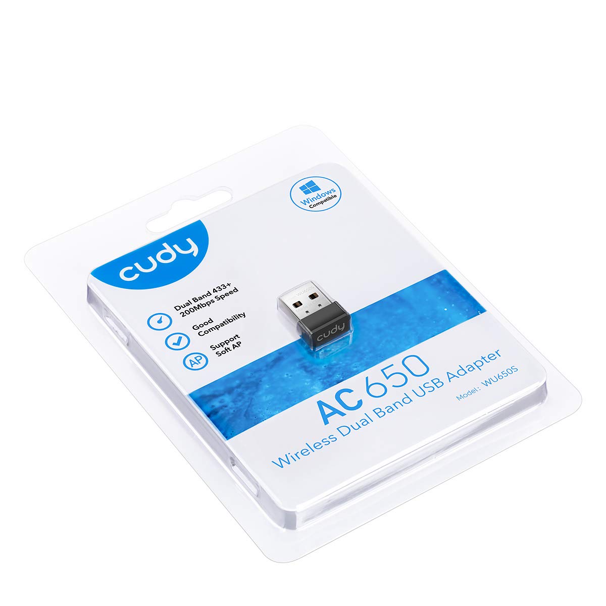 Cudy 650Mbps Nano Size USB WiFi Adapter, Dual Band 5GHz/2.4GHz Wireless Adapter for PC or Laptop, Windows, Mac OS